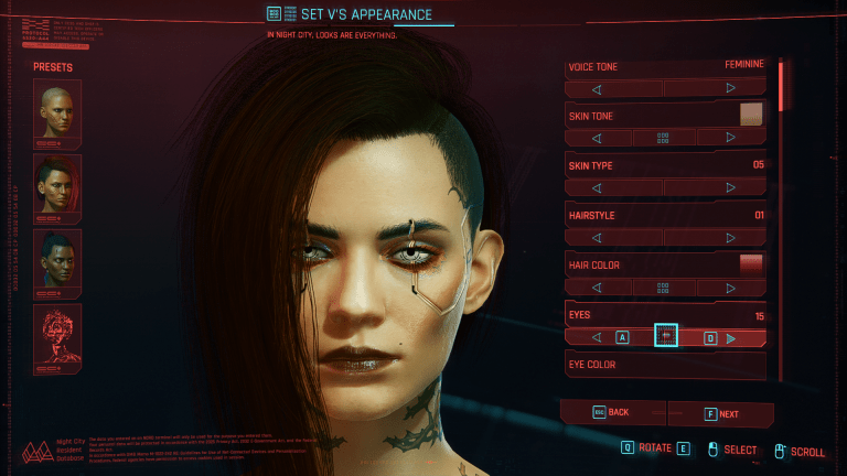 Female V Preset - Cyberpunk 2077 Mod