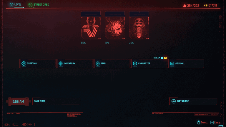 Easier method to toggle HUB MAP JOURNAL INVENTORY CRAFTING PERKS menus ...