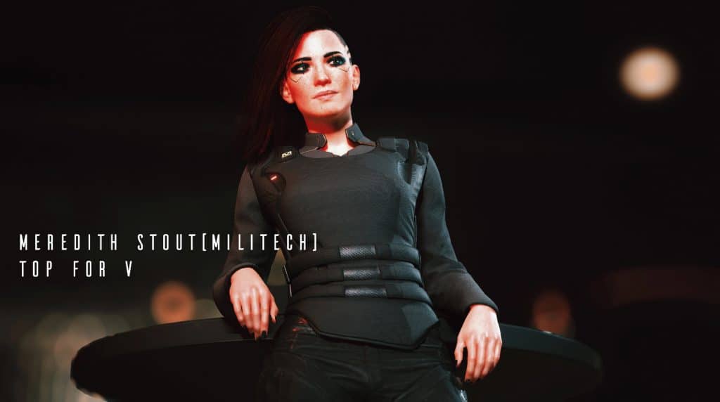 Meredith Stout Militech Top For V Cyberpunk 2077 Mod