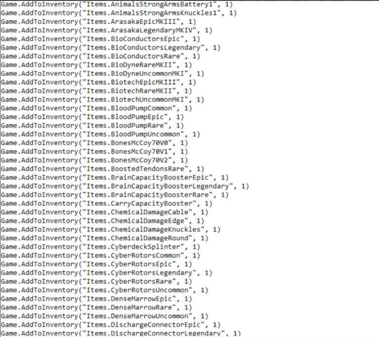 Cyberware console list - Cyberpunk 2077 Mod