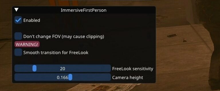 Immersive First Person - FPP camera adjustment - Cyberpunk 2077 Mod