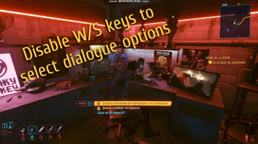 Disable W-S Keys To Select Dialogue Options - Cyberpunk 2077 Mod