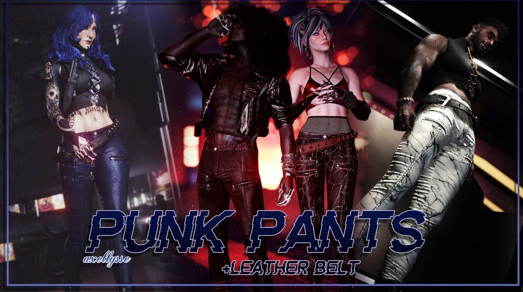 Axellysse - Punk Pants and Leather Belt v1 - Cyberpunk 2077 Mod