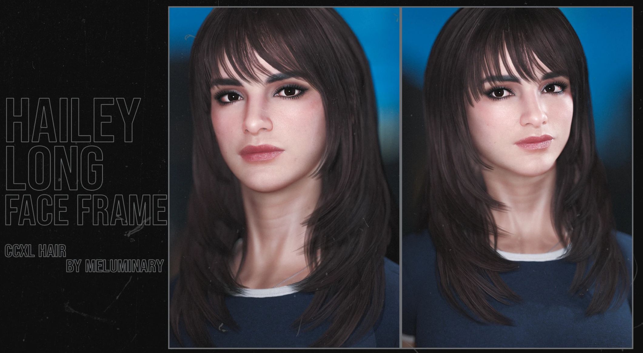 HAILEY LONG FACE FRAME - CCXL HAIR v1 - Cyberpunk 2077 Mod